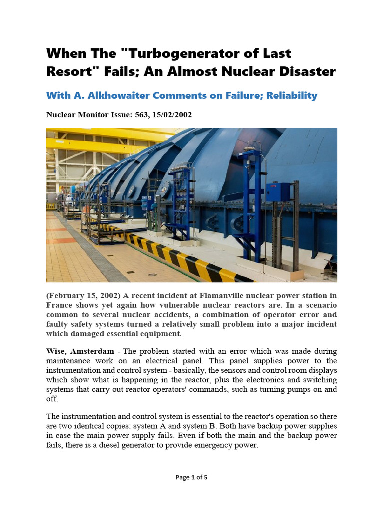 When The - Turbogenerator of Last Resort - Fails | PDF | Pressurized ...