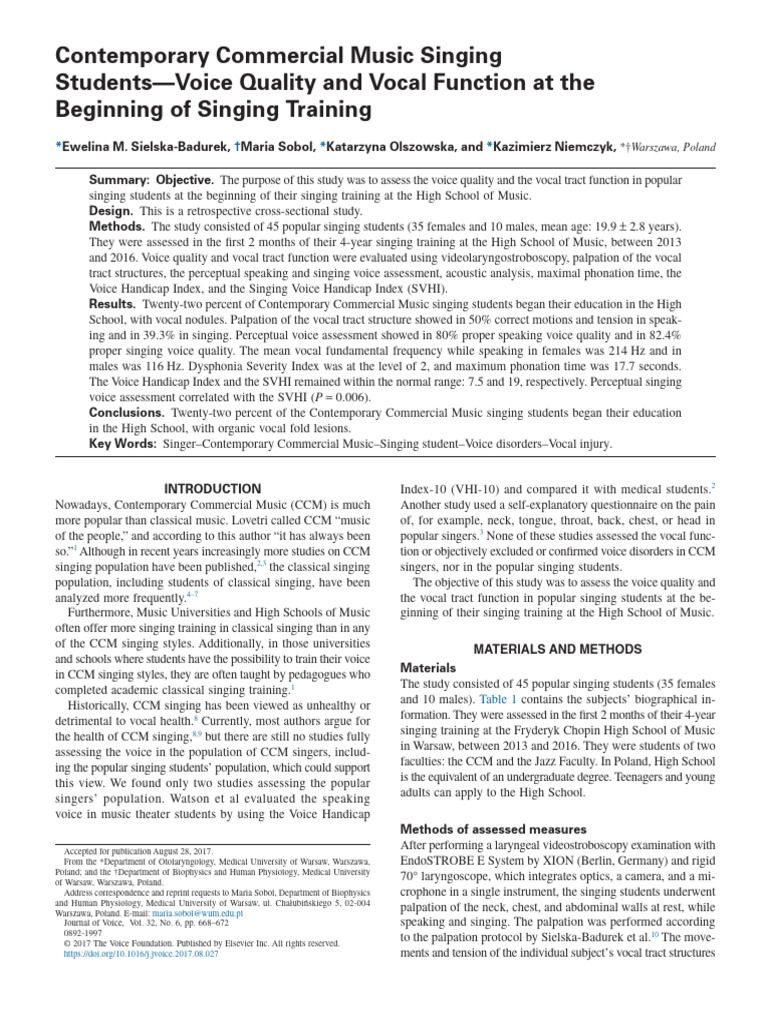 Voice Quality in CCM Singing Students | PDF | Human Voice | Singing