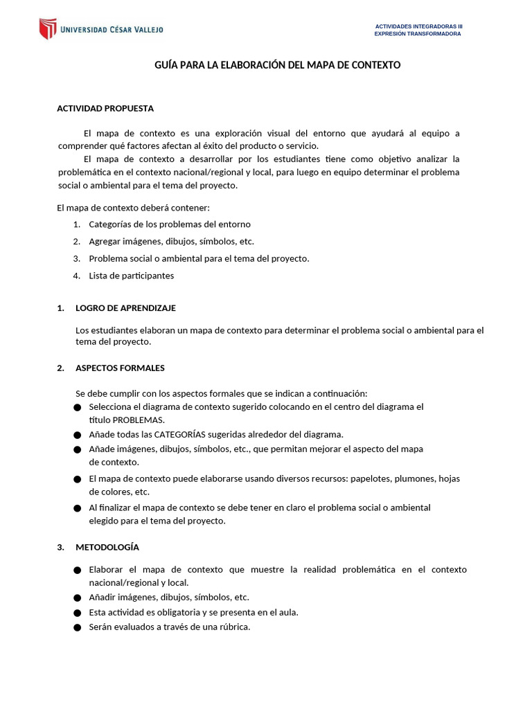 Guia para La Elaboración Del Mapa de Contexto | PDF | Mapa | Aprendizaje