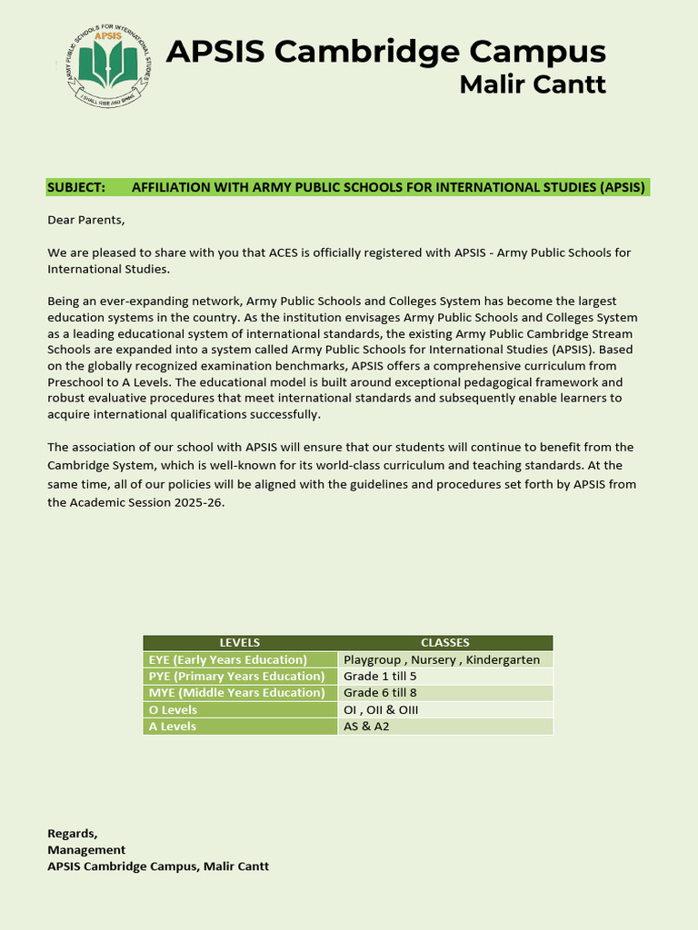 APSIS Registration Announcement 2025-26 | PDF | Preschool | Educational ...