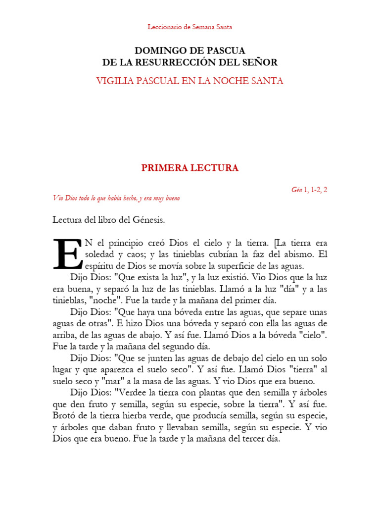 1ra Lectura Vigilia Pascual | PDF | Pascua de Resurrección
