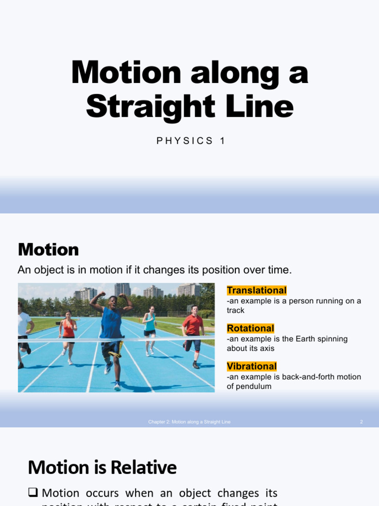 Chapter 2 Motion Along A Straight Line | PDF | Velocity | Acceleration