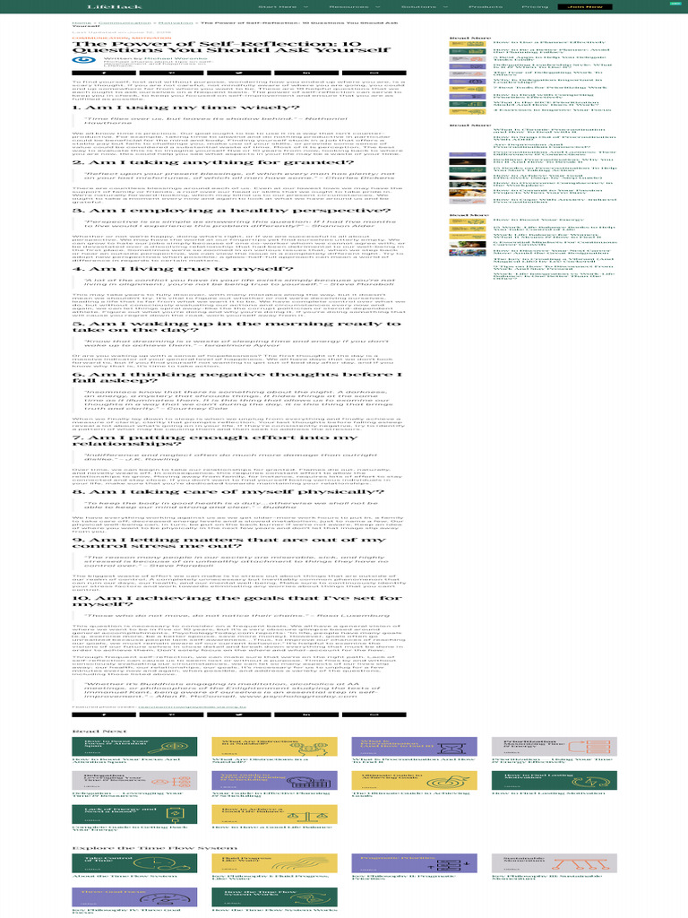 The Power of Self Reflection Ten Questions You Should Ask Yourself | PDF