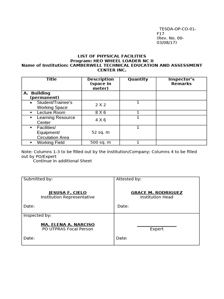Physical Facilities for HEO Programs | PDF | Construction Equipment ...