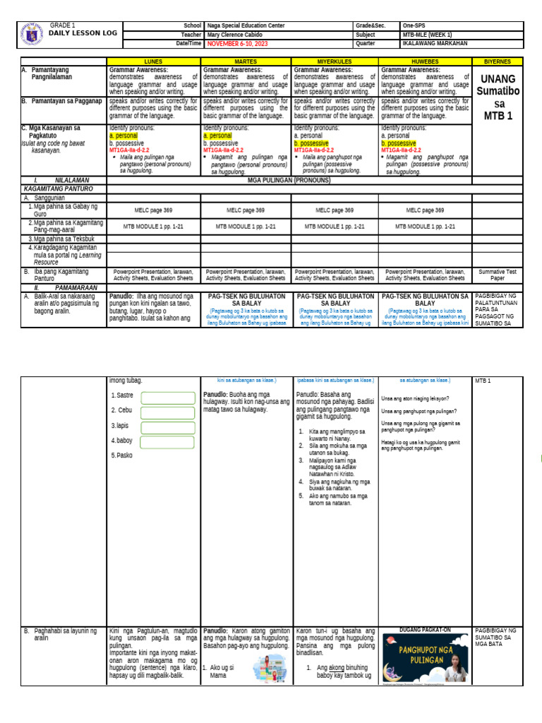 Q2 DLL MTB1 Week-1 | PDF