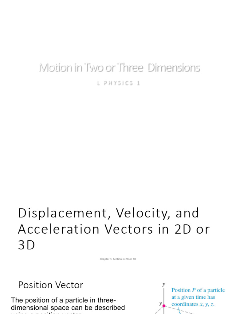 Chapter 3 Motion in Two or Three Dimensions | PDF | Acceleration | Velocity