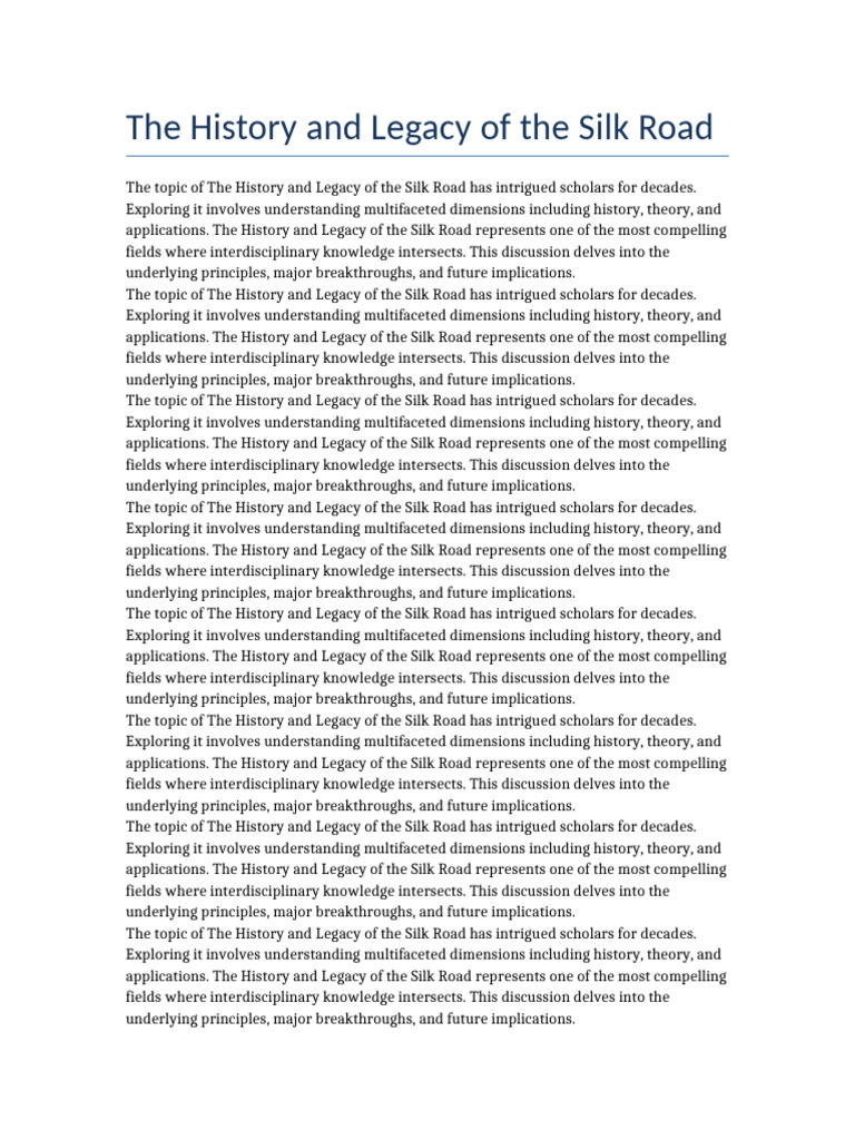The History and Legacy of The Silk Road | PDF | Interdisciplinarity ...
