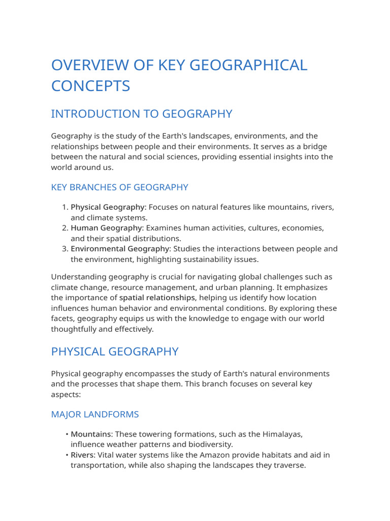 Overview of Key Geographical Concepts | PDF | Sustainability | Natural ...