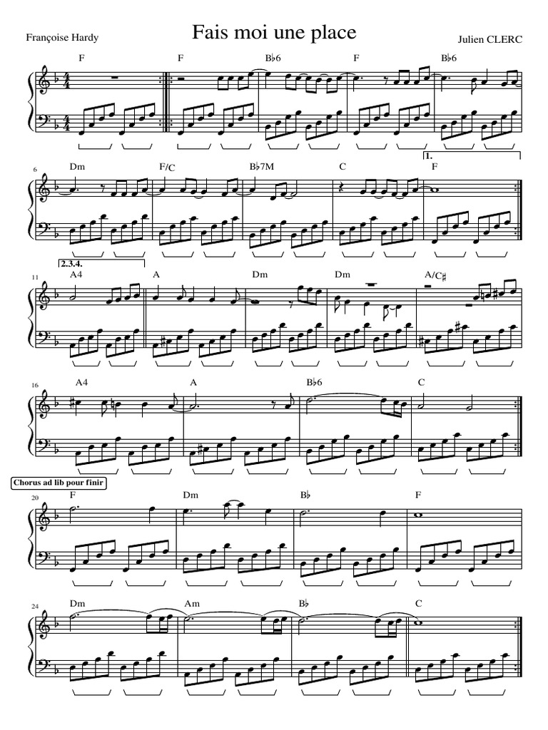 Paroles de "Fais-moi une place" | PDF | Francophone Music | Songs