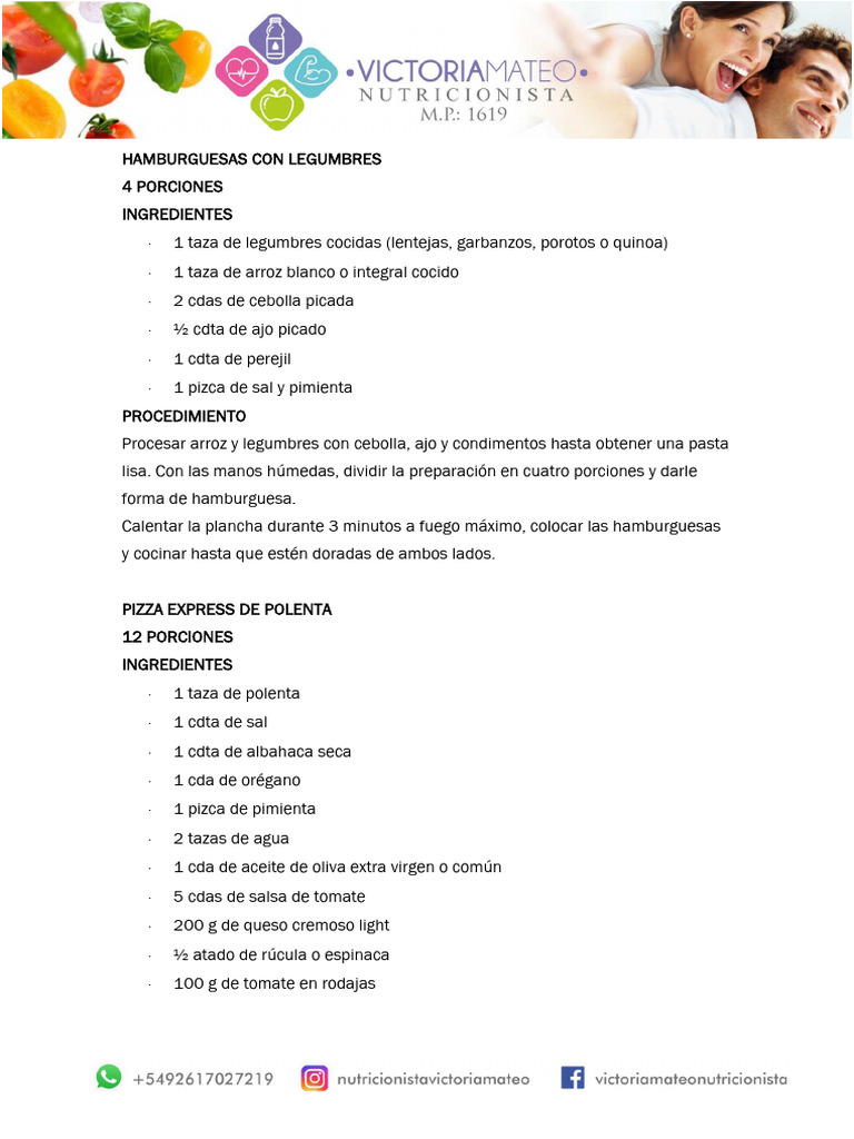Recetas de Comidas | PDF | Hamburguesas | Pizza