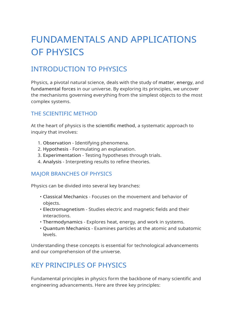 Fundamentals and Applications of Physics | PDF | Physics | Force