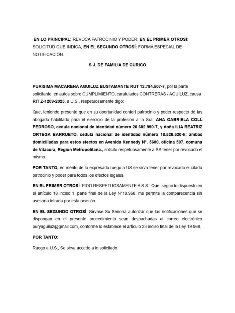 Revocación de Patrocinio y Notificaciones | PDF