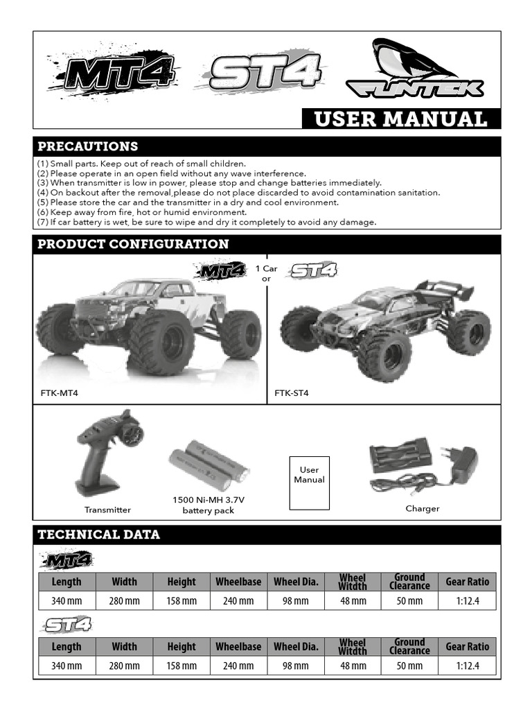 Notice-FUNTEK-MT4-ST4-web | PDF | Radio Control | Manufactured Goods