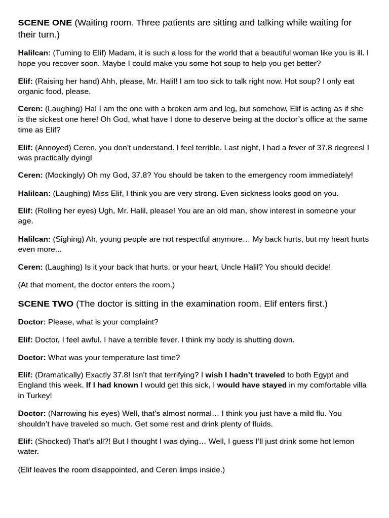 SCENE ONE (Waiting Room. Three Patients Are Sitting and Talking While ...