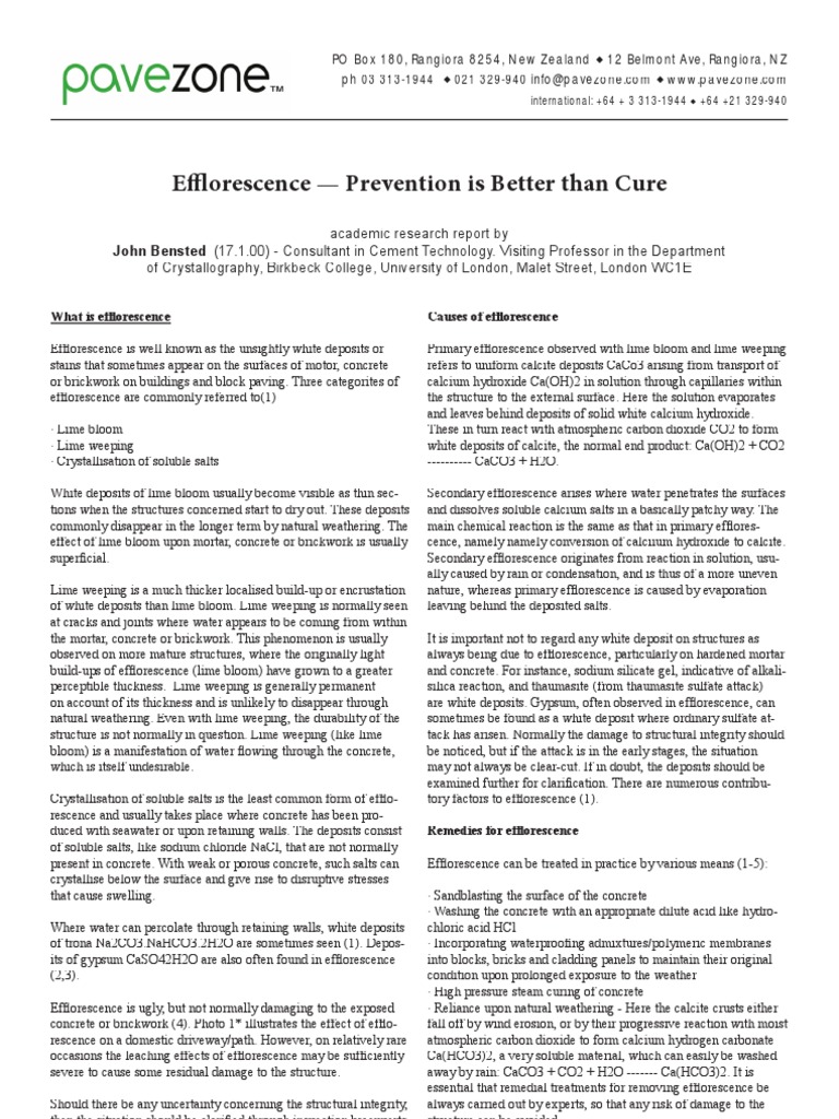 Efflorescence | PDF | Calcium | Sodium Chloride