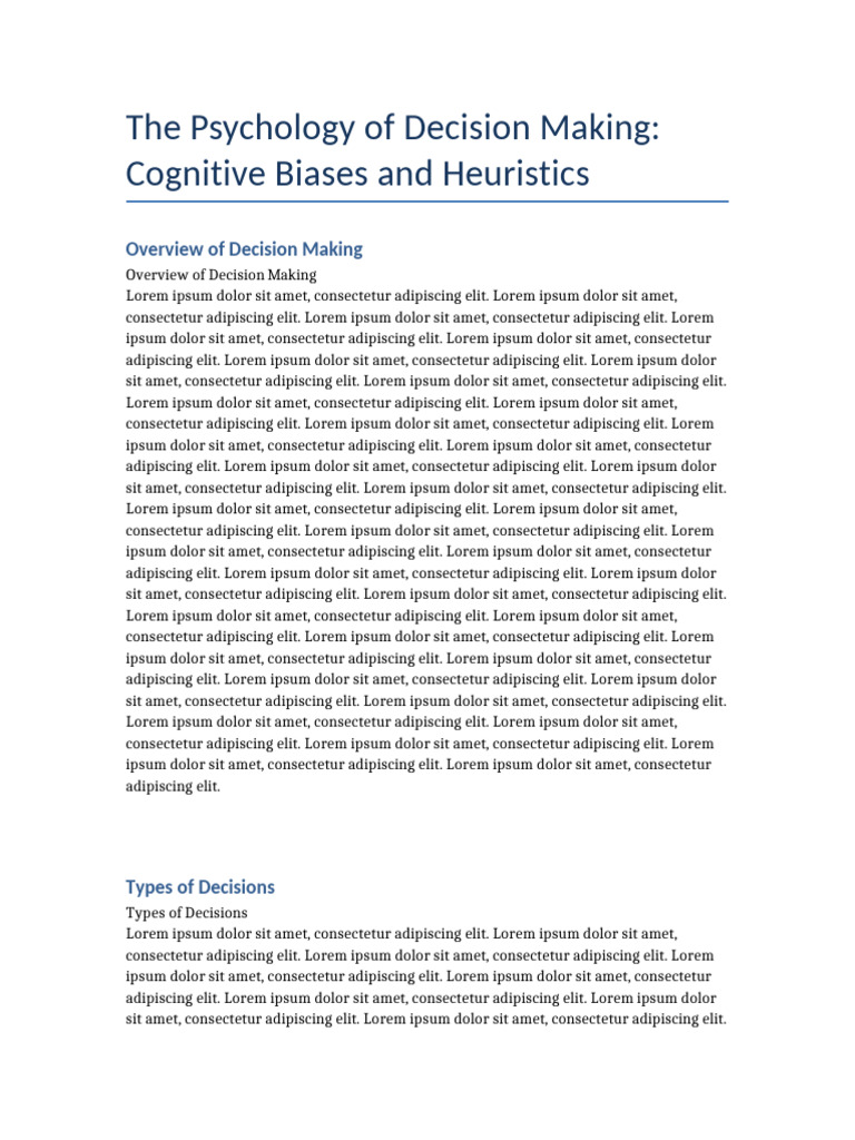 The Psychology of Decision Making Cognitive Biases and Heuristics | PDF | Mental Processes ...