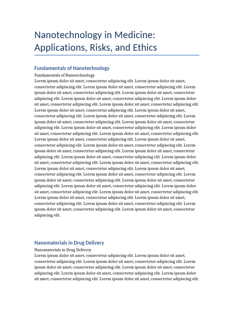 Nanotechnology in Medicine Applications, Risks, and Ethics | PDF ...