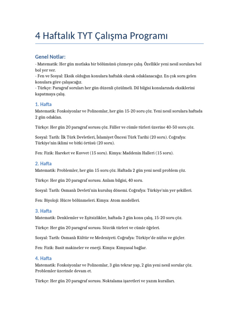 TYT_calisma_programi | PDF