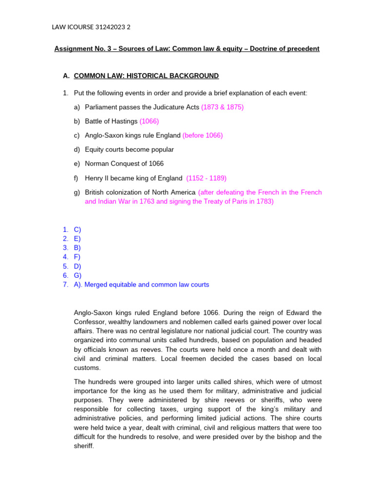 Sources of Law: Common Law & Equity | PDF | Precedent | Equity (Law)