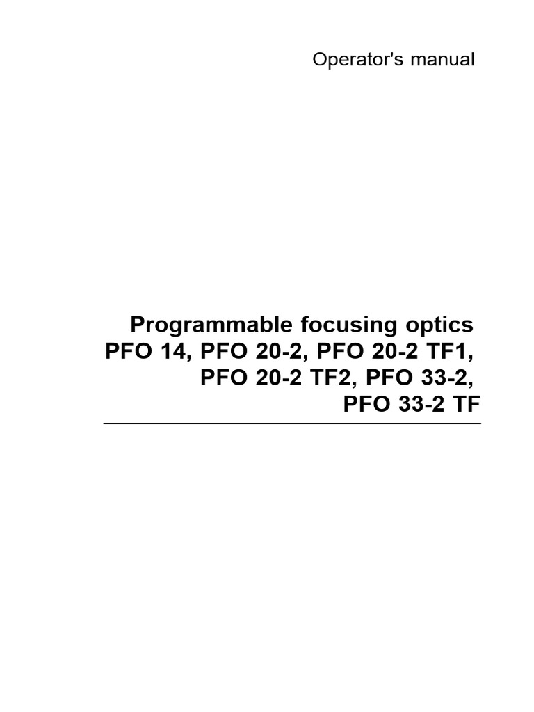 TRUMPF Manual - Cabezal PFO 33 | PDF | Laser | Light