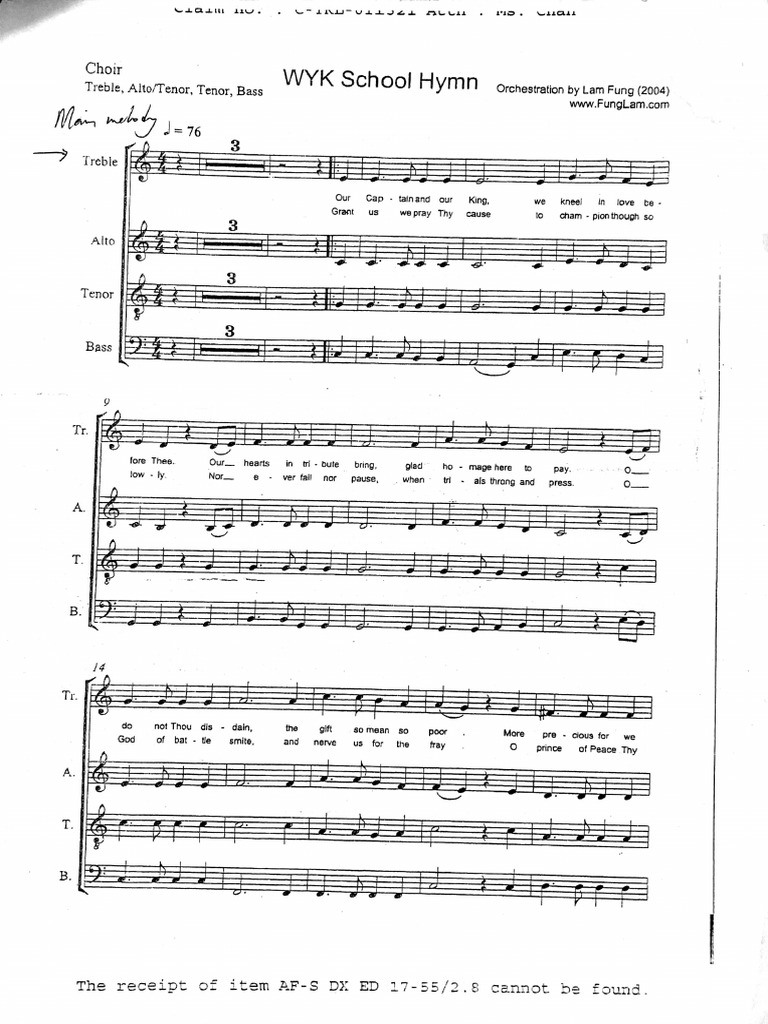 WYK School Hymn (Choir) | PDF