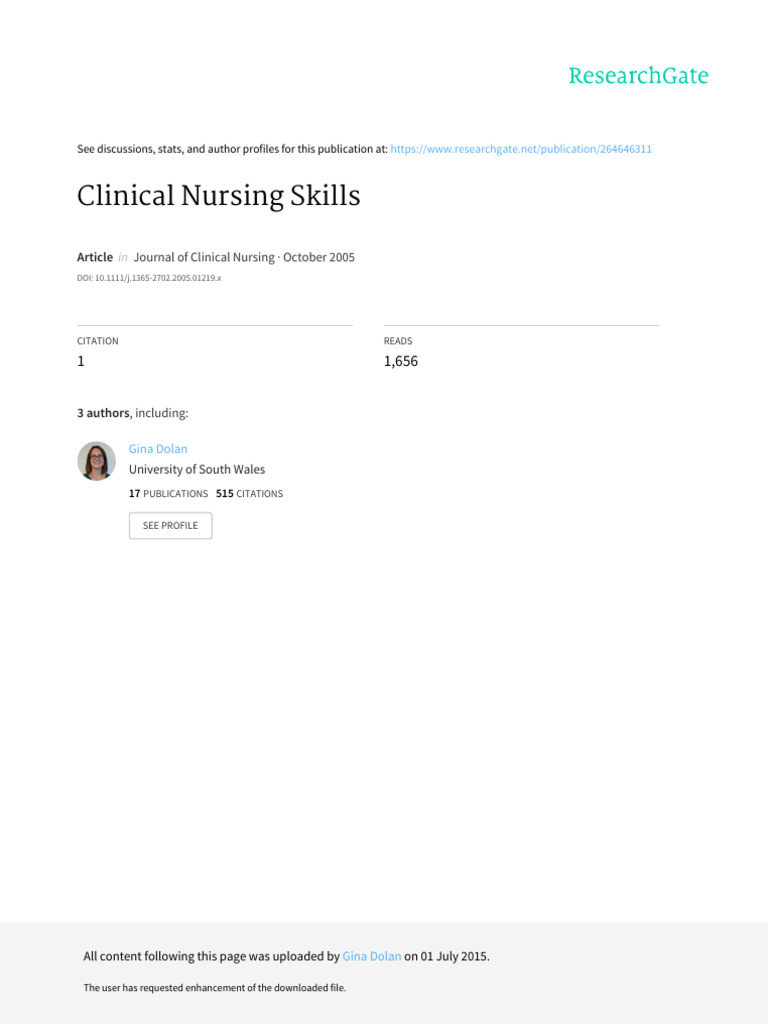 Clinical Nursing Skills | PDF | Nursing | Midwife