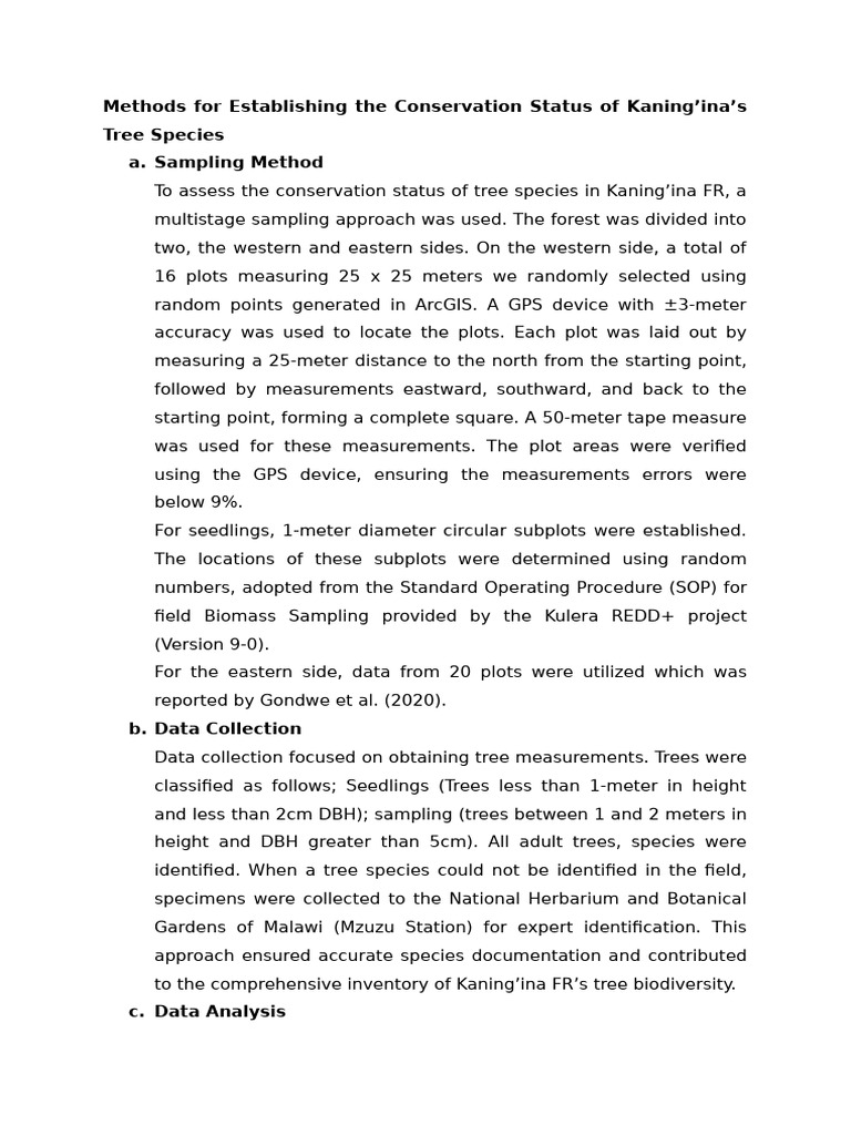 Assessing Conservation Status of Kaning’ina Trees | PDF | Conservation ...