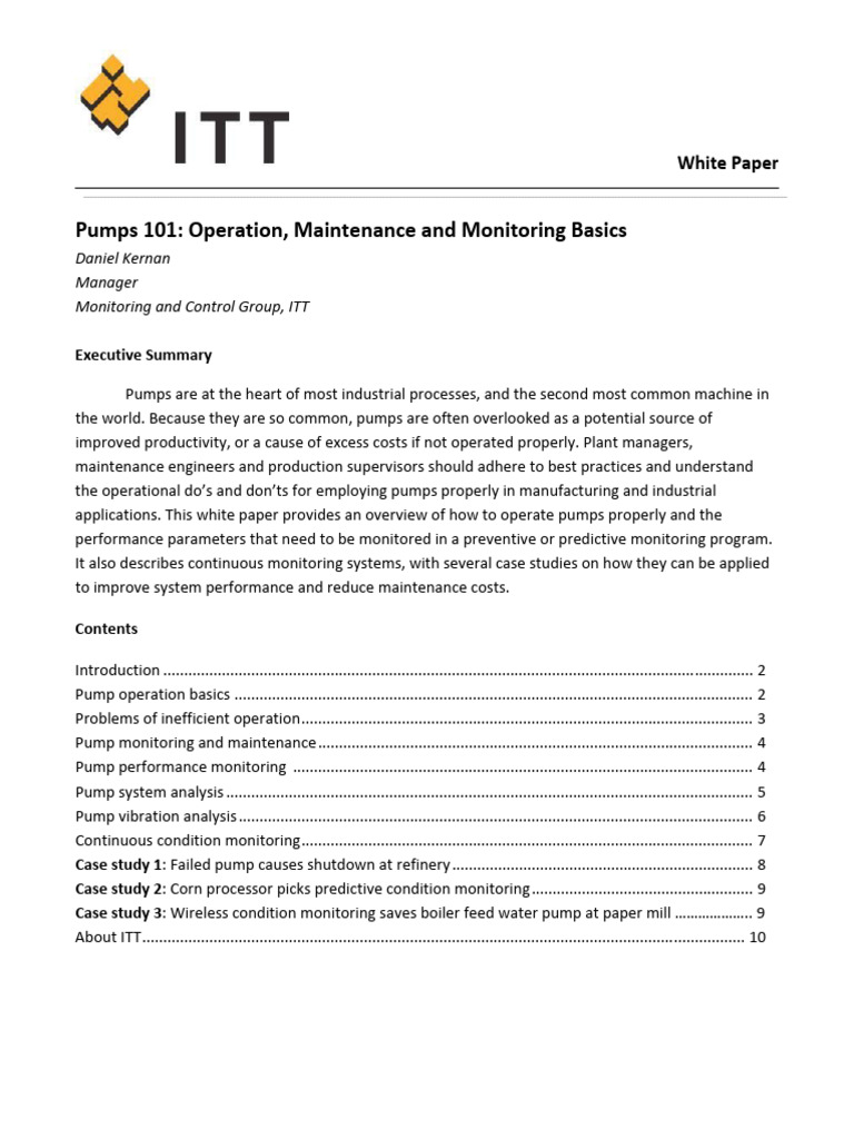 Pumps Operation, Maintenance and Monitoring Basics | PDF | Pump | Bearing (Mechanical)