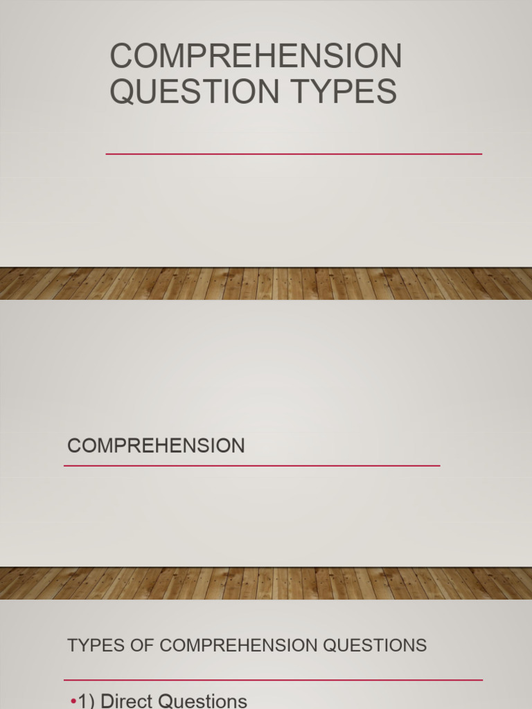 9.1 Comprehension Question Types | PDF | Reading Comprehension | Semantics