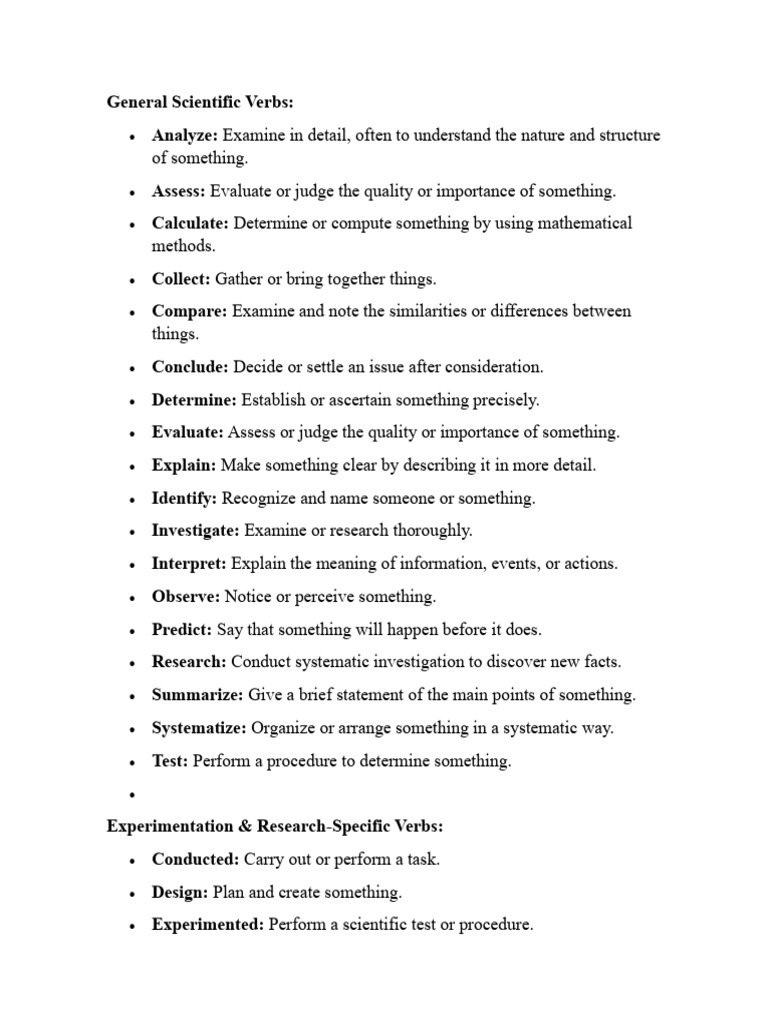 General Scientific Verbs | PDF | Mathematics | Hypothesis