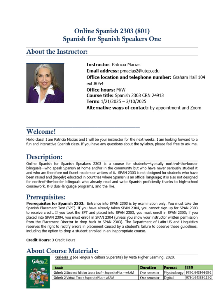 Spanish 2303 Course Overview | PDF | Academic Dishonesty | Educational ...