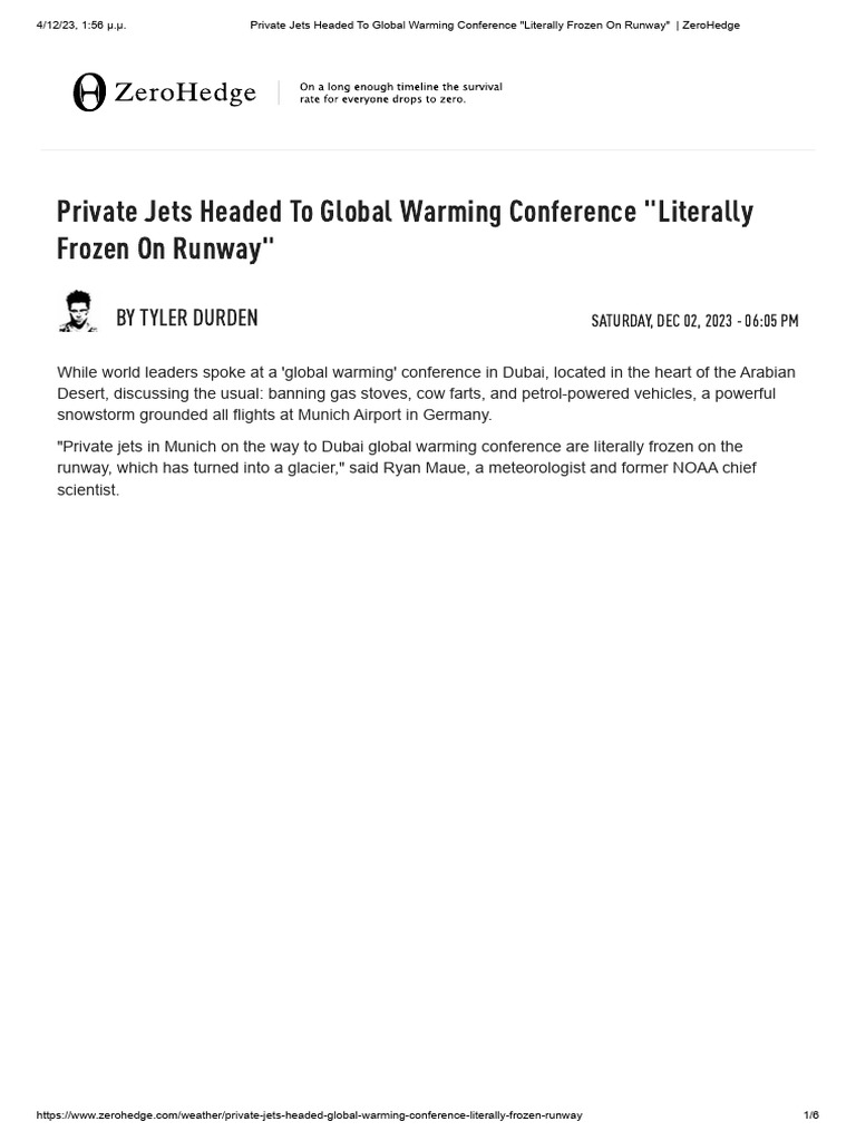 Private Jets Headed To Global Warming Conference - Literally Frozen On ...