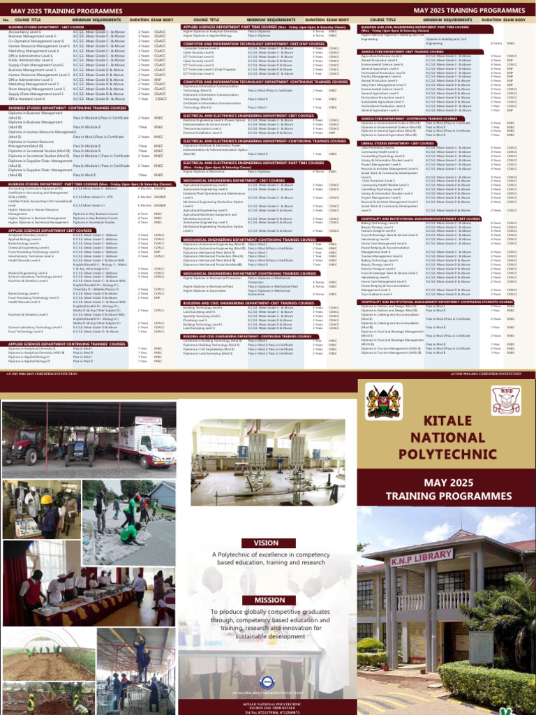 Kitale National Polytechnic Courses 2025 | PDF | Engineering