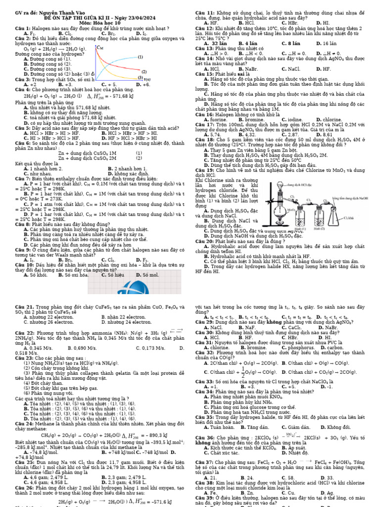 Đề thi HKII - 23-04-2024 | PDF