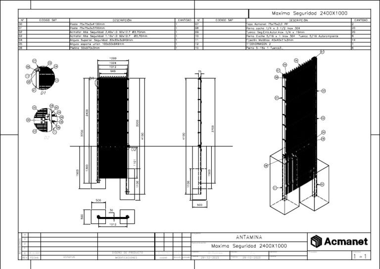 Panel Valla Tipo 2 h=2.4 Cliente Rev 03 | PDF