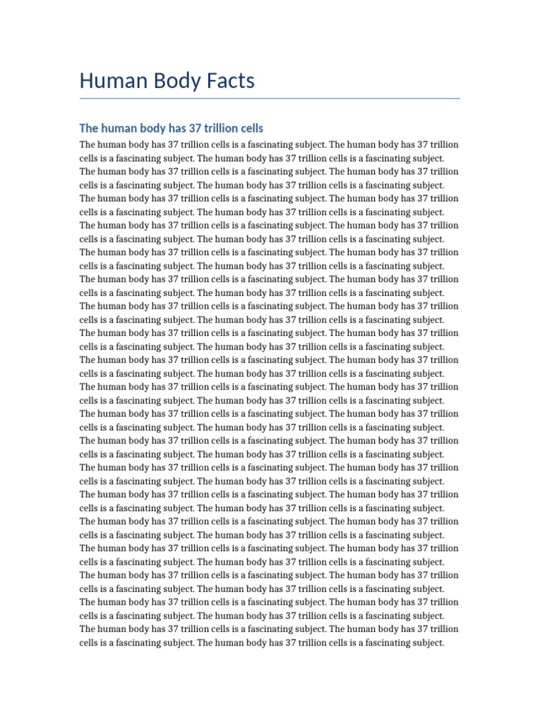 Human Body Facts | PDF | Organ (Anatomy) | Veterinary Medicine