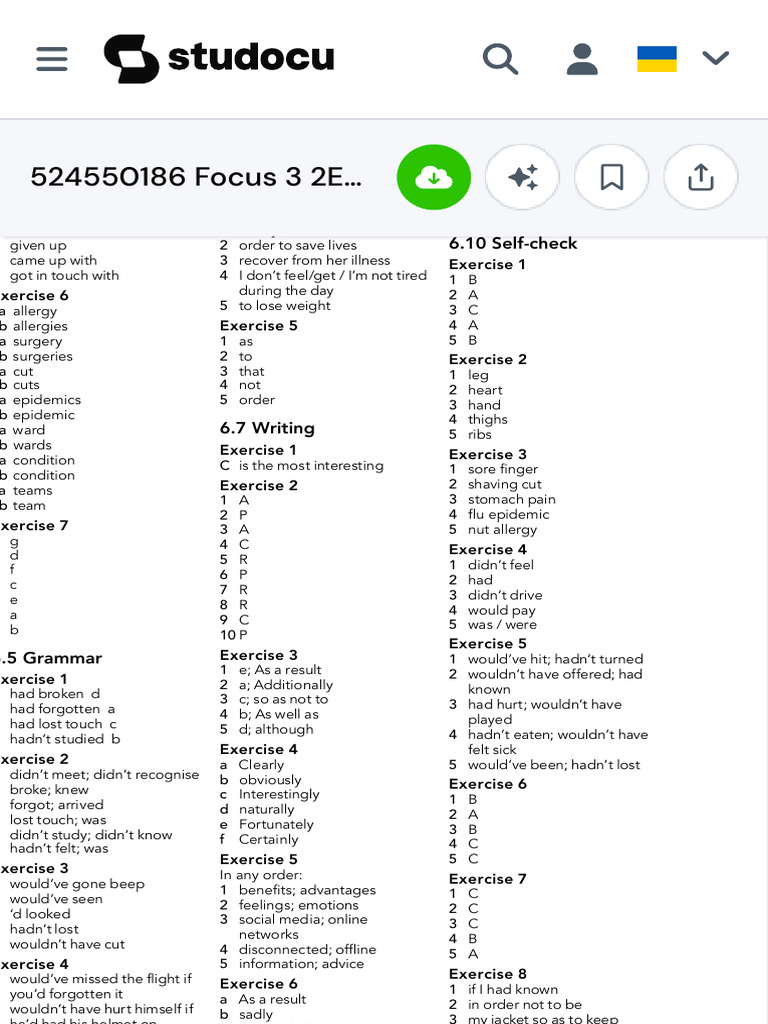 Focus 3 Workbook Answer Key | PDF | Medicine | Clinical Medicine