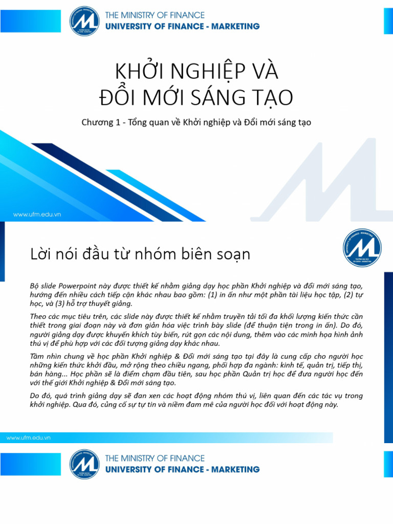 PDF Chuong 1 - Tong Quan Ve Khoi Nghiep Va Doi Moi Sang Tao | PDF