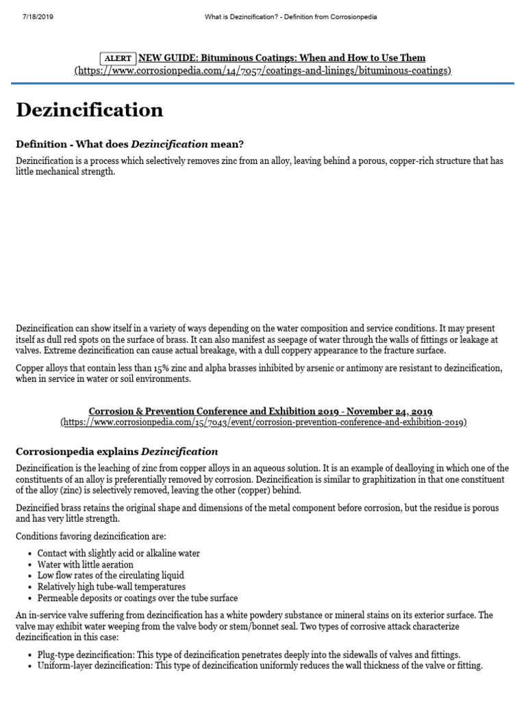 What is Dezincification_ - Definition from Corrosionpedia | PDF ...