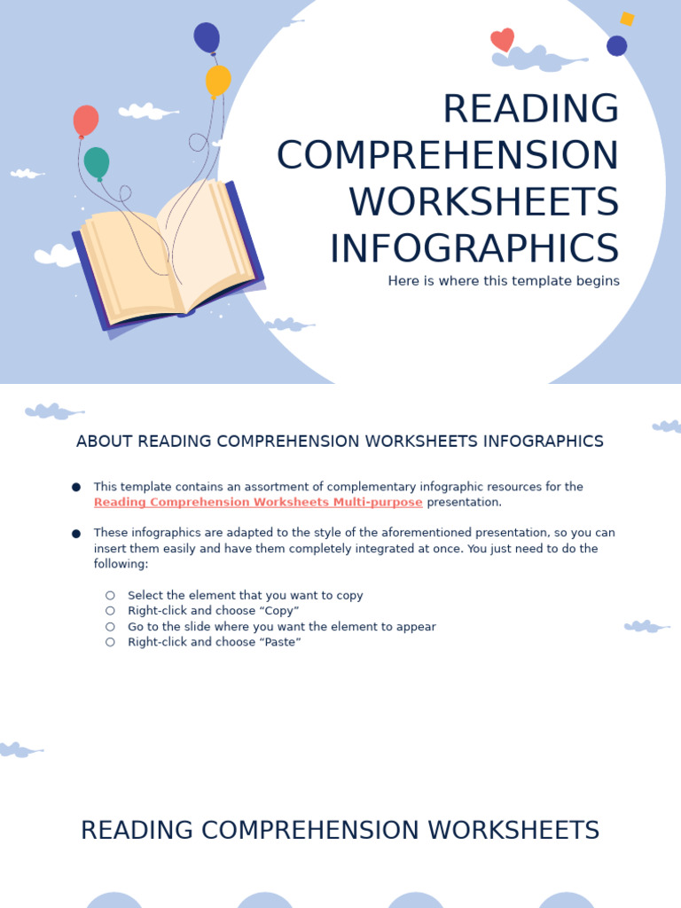 Reading Comprehension Worksheets Infographics by Slidesgo | PDF ...