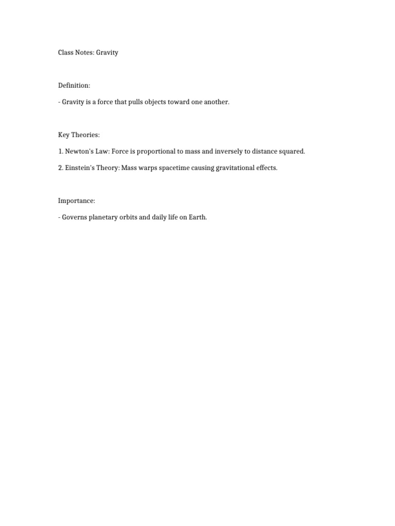 Class Notes Gravity | PDF