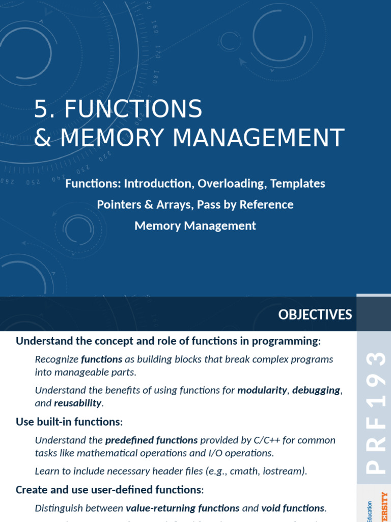 (PRF193) - 5. Functions & Memory Management | PDF | Parameter (Computer Programming) | Pointer ...