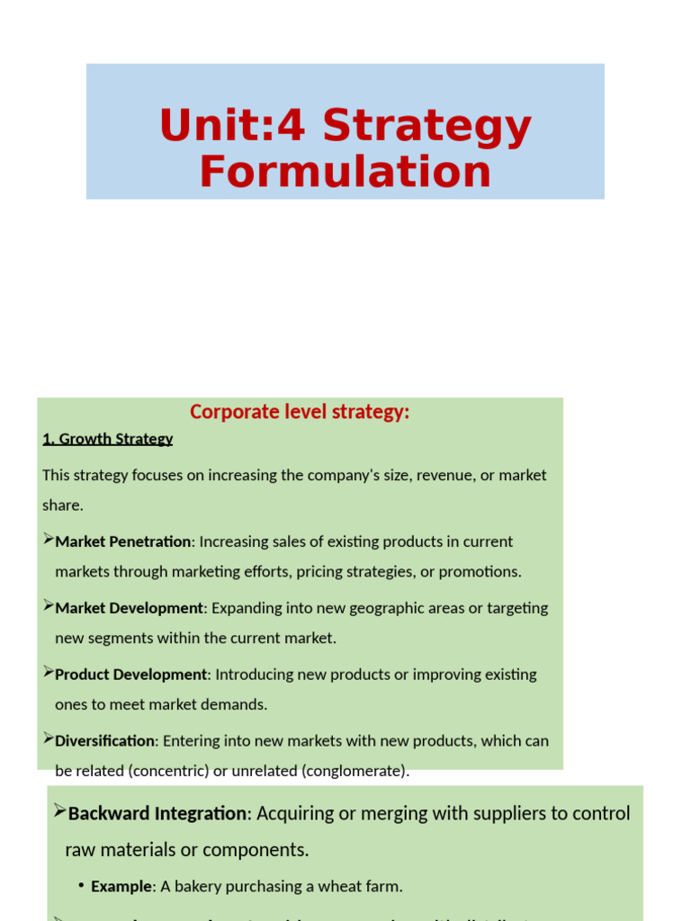 4 Strategy Formulation | PDF | Competitive Advantage | Mergers And Acquisitions