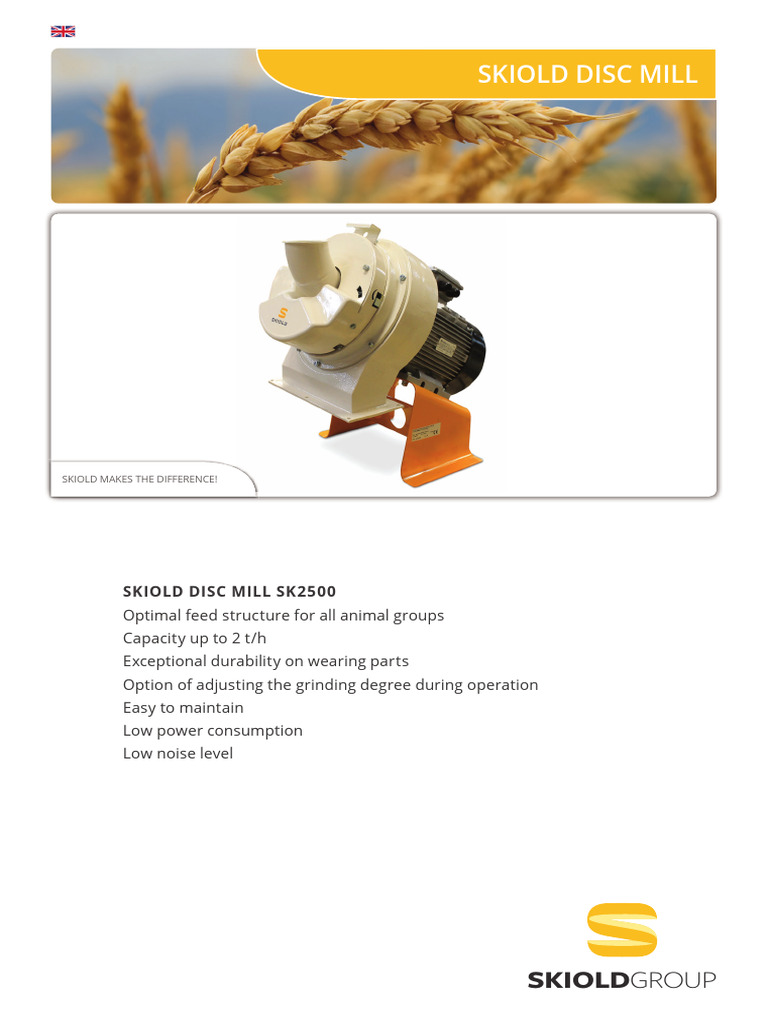 Disc_Mill_SK2500_Data_Sheet_EN | PDF | Cereals | Agriculture