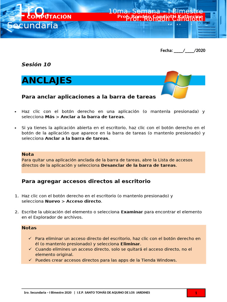 Clase Computo 1ro Sesion - 10 | PDF