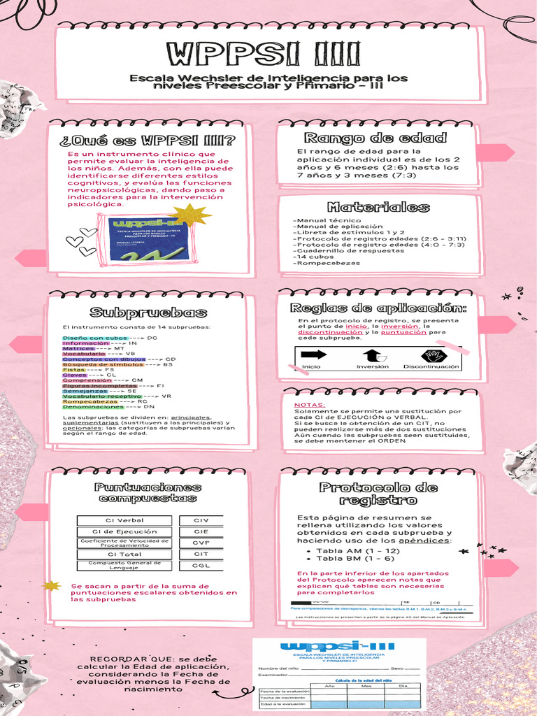 Protocolo WPPSI-III para Evaluación Infantil | PDF | Escala de ...
