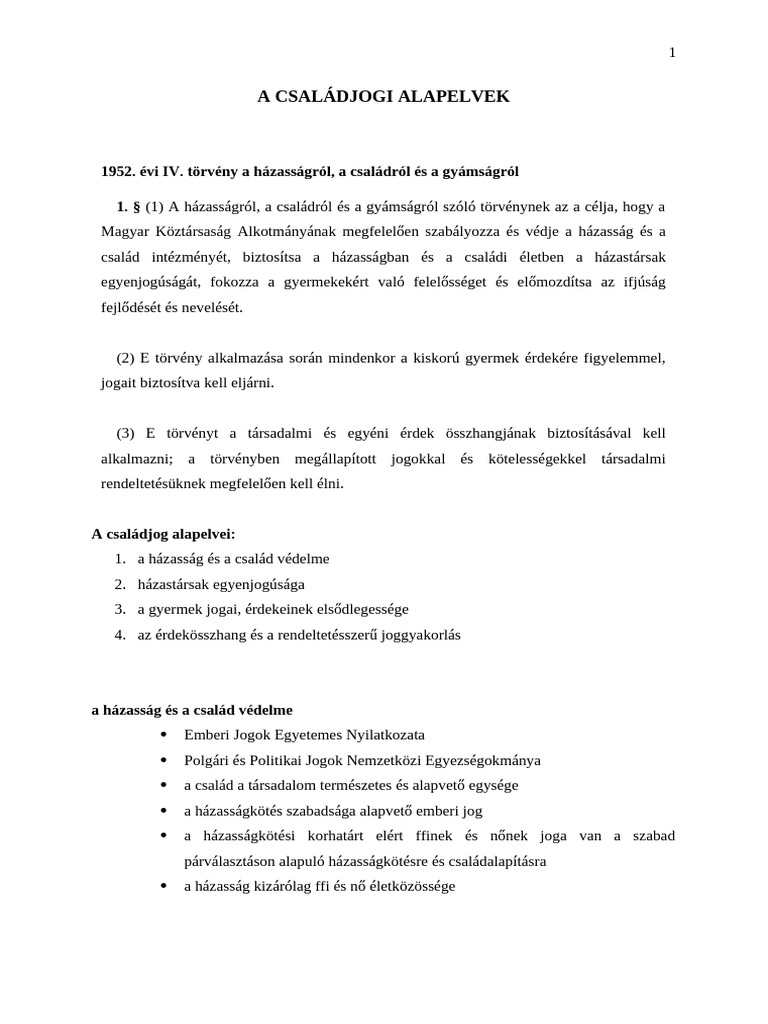 A Családjogi Alapelvek | PDF