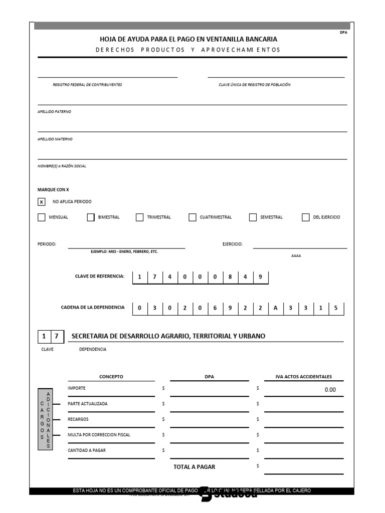 Guía de Pago en Ventanilla Bancaria | PDF
