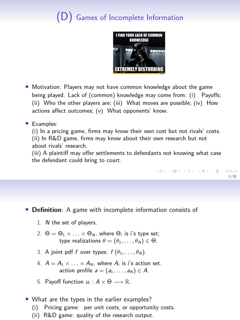 D Games of Incomplete Information | PDF | Mathematical And Quantitative ...