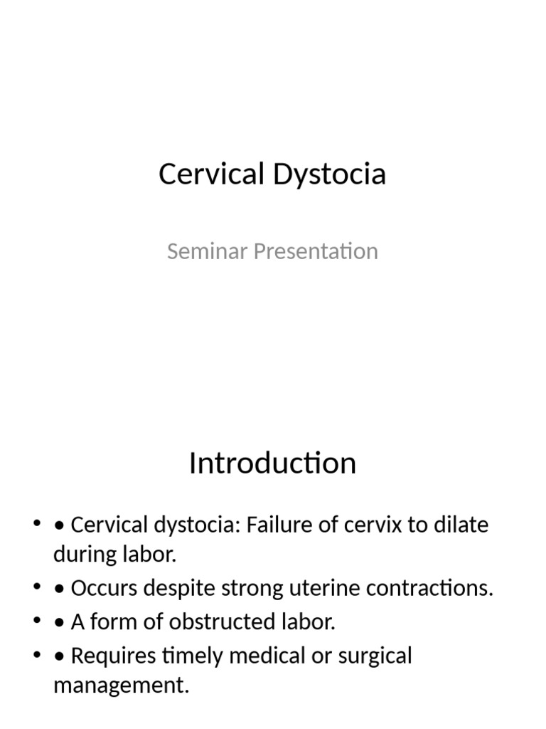 Cervical Dystocia: Diagnosis and Management | PDF